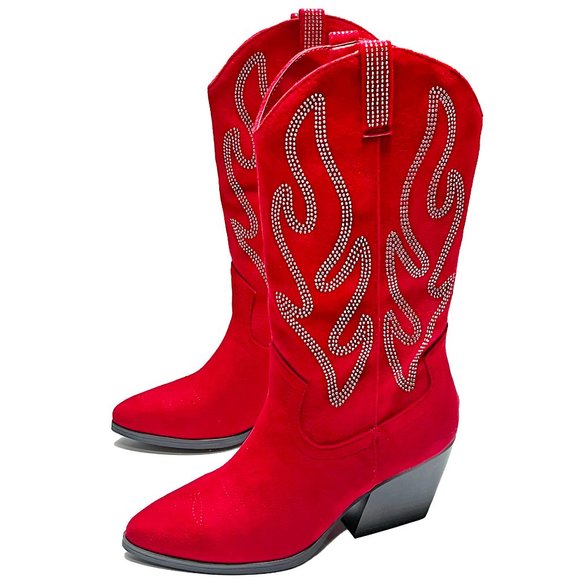 Shoes | New Red Rhinestone Western Sparkly Cowboy Boots | Poshmark